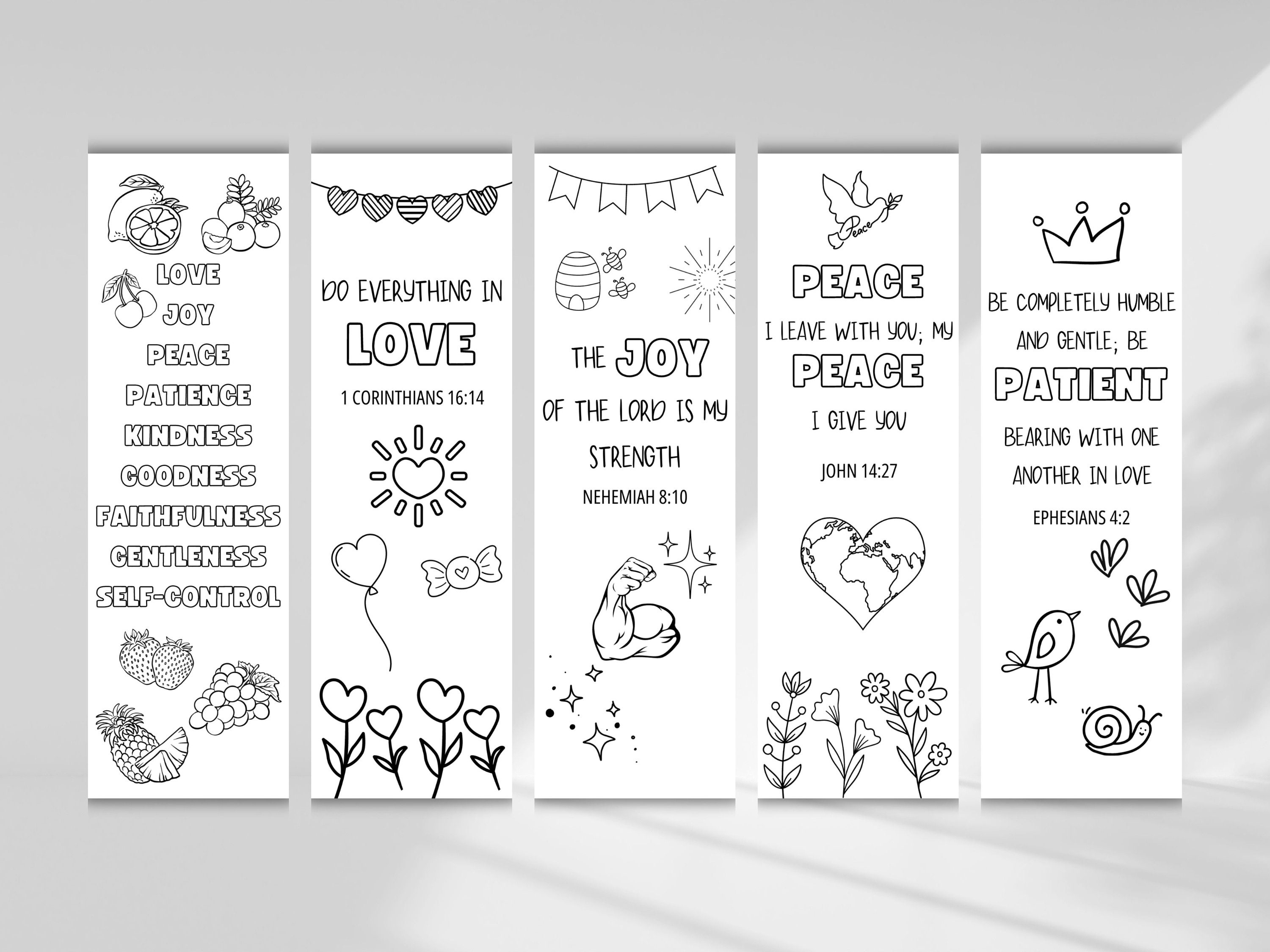 10 Fruit of the Spirit Coloring Bookmarks for Kids Printable Sunday ...