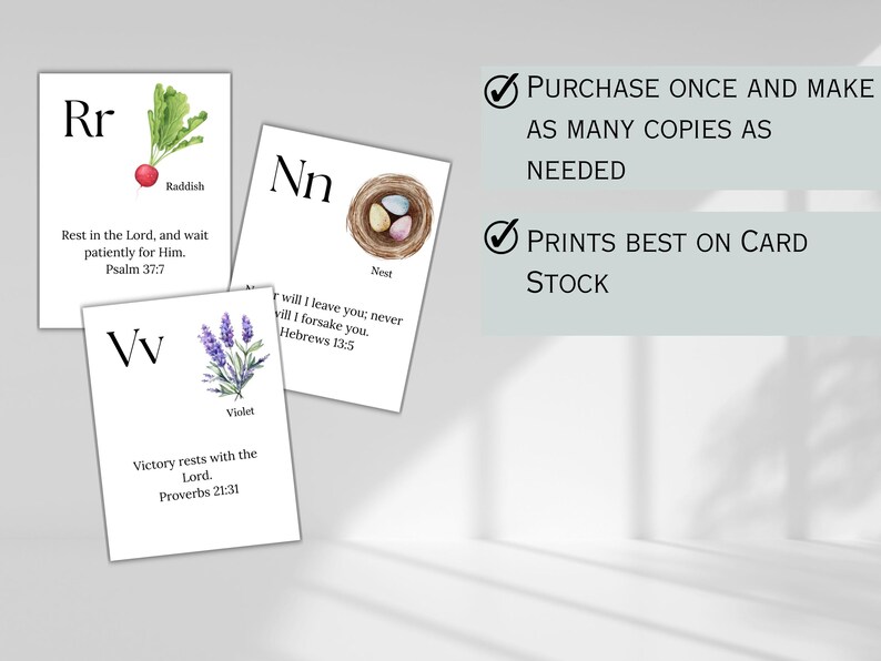 Nature ABC Flashcards for Kids Cottagecore Alphabet Scripture Cards ...