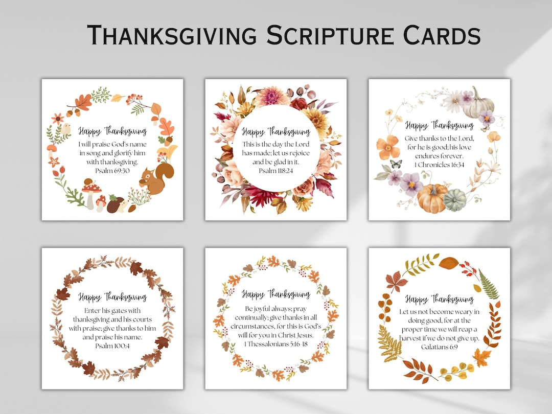 Thanksgiving Bible Verse Cards Thanksgiving Scripture Cards Christian ...
