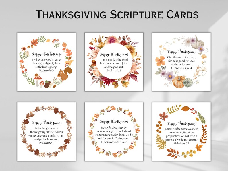 Thanksgiving Bible Verse Cards Thanksgiving Scripture Cards Christian ...