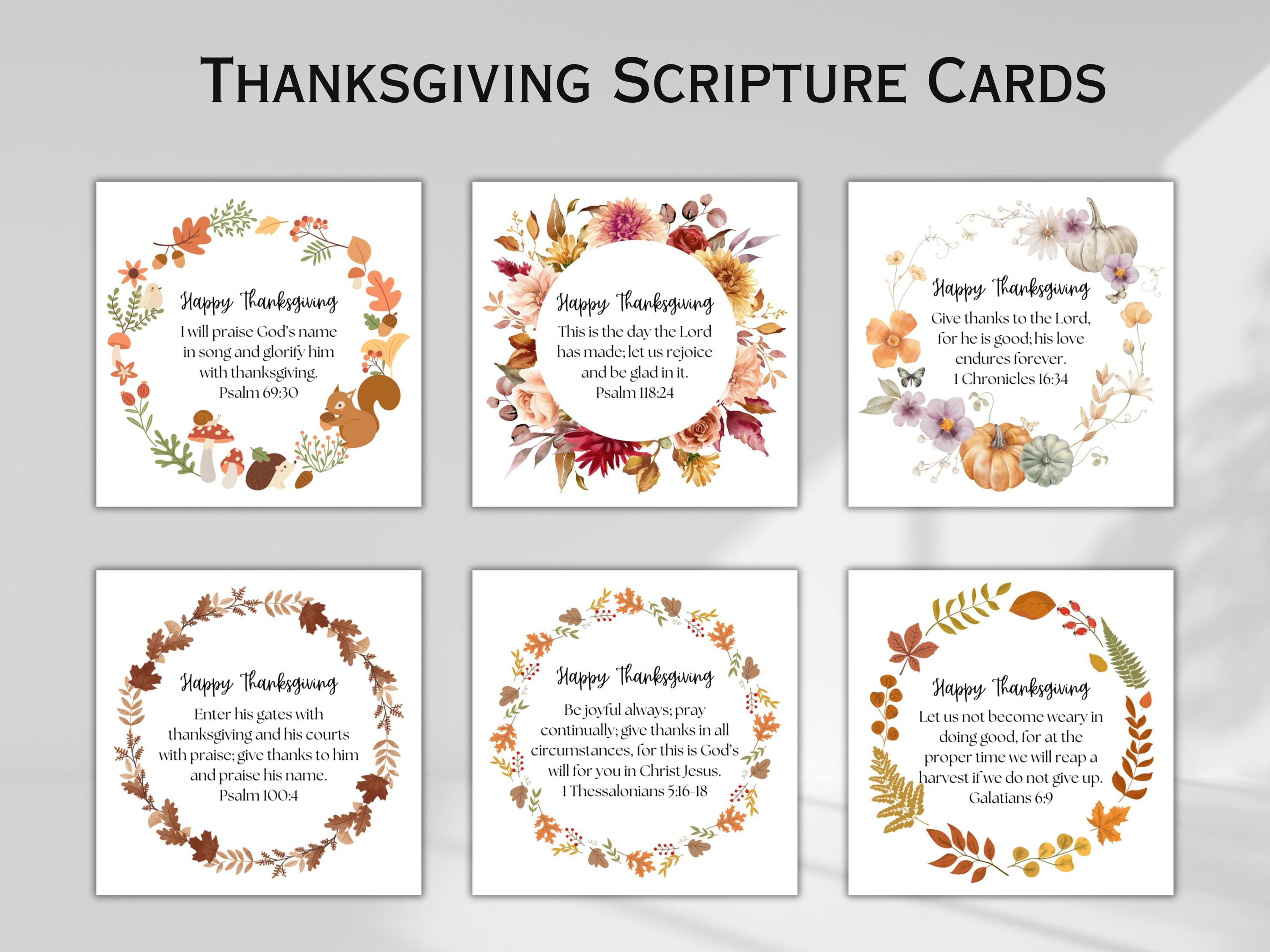 Thanksgiving Bible Verse Cards Thanksgiving Scripture Cards Christian ...