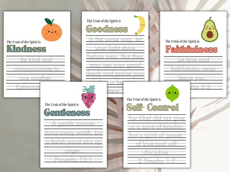 Fruit of the Spirit Bundle Printable Flashcards Poster Bible Verse ...
