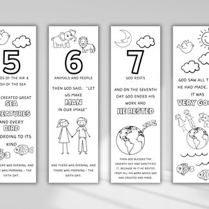 Days of Creation Craft Coloring Bookmarks DIY Gift for Book Lovers ...