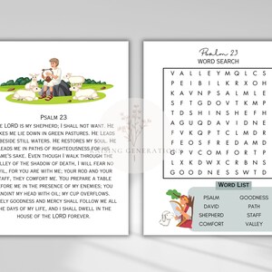 Psalm 23 Printable Bible Memorization Worksheet Sunday School Bible ...