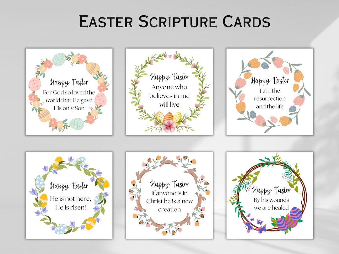 Christian Easter Scripture Cards Bible Verse Cards Resurrection Sunday ...