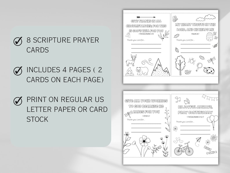 8 Scripture Prayer Card Template for Kids | Sunday School, Homeschool ...