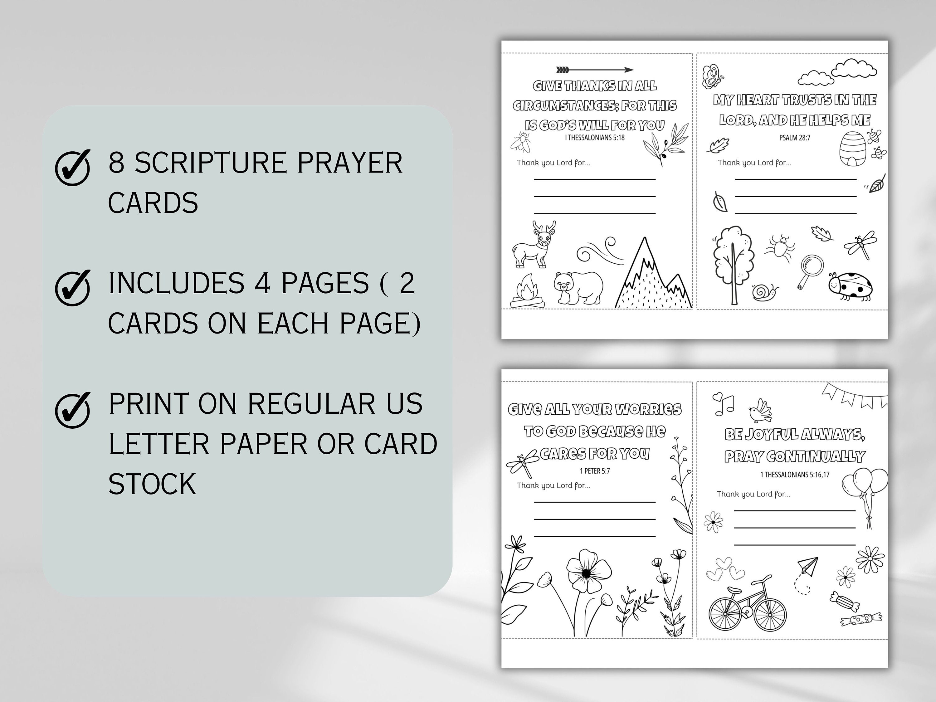 8 Scripture Prayer Card Template for Kids | Sunday School, Homeschool ...