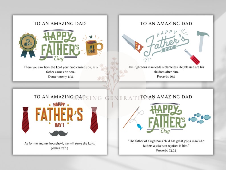 Christian Fathers Day Card Printable Bible Verse Church Gift for ...