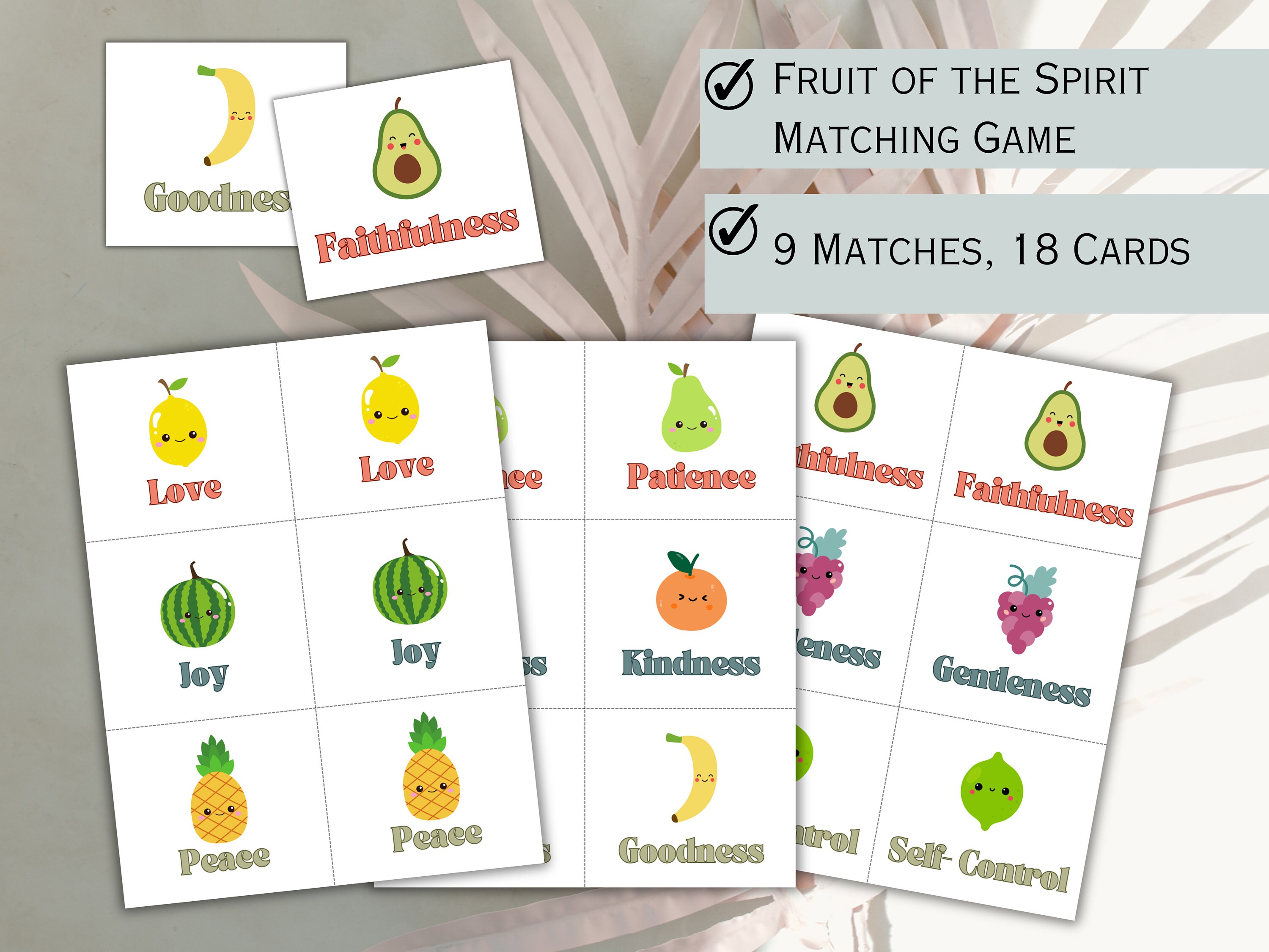 Fruit of the Spirit Bundle Printable Flashcards Poster Bible Verse ...