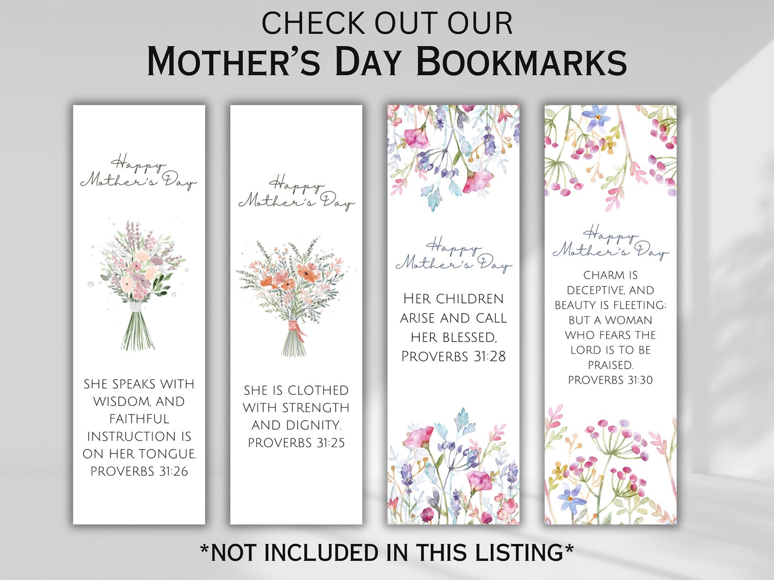 Floral Mothers Day Bible Verse Cards Mothers Day Scripture Cards for ...
