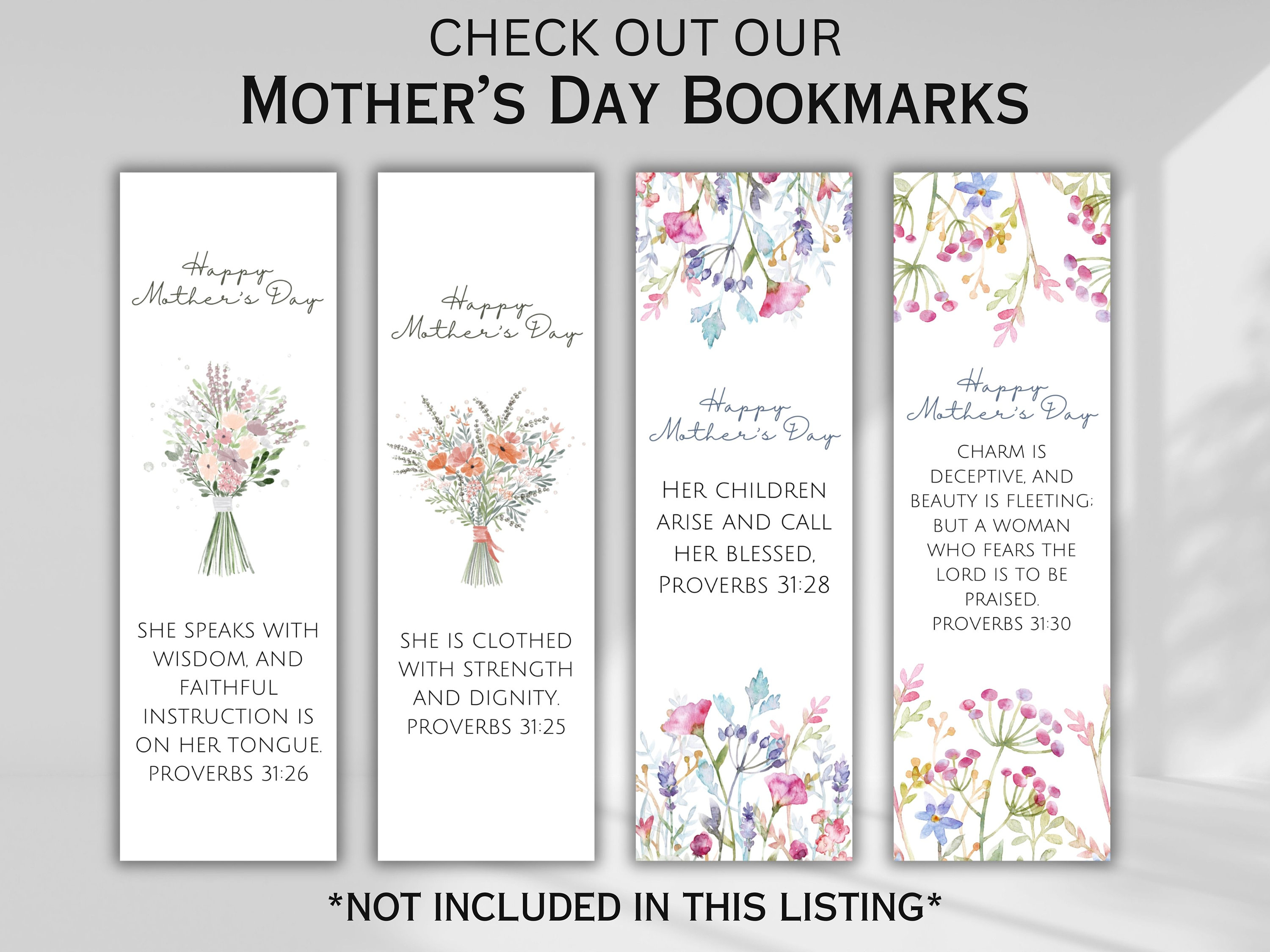 Floral Mothers Day Bible Verse Cards Mothers Day Scripture Cards for ...