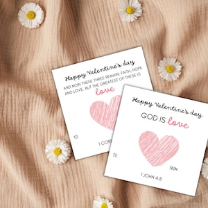 Valentines Bible Verse Cards for Kids, Classmates DIY Christian ...