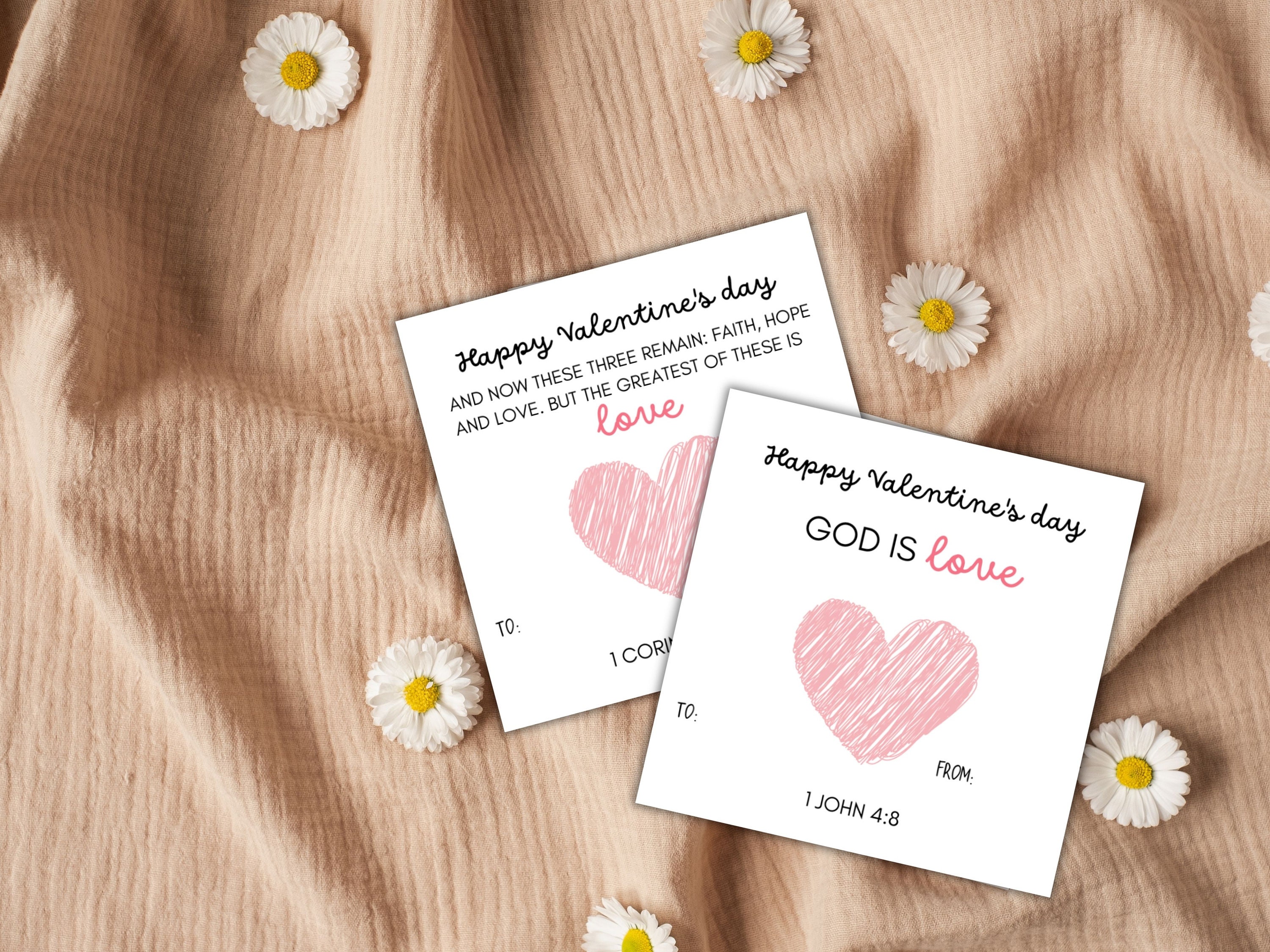 Valentines Bible Verse Cards for Kids, Classmates DIY Christian ...
