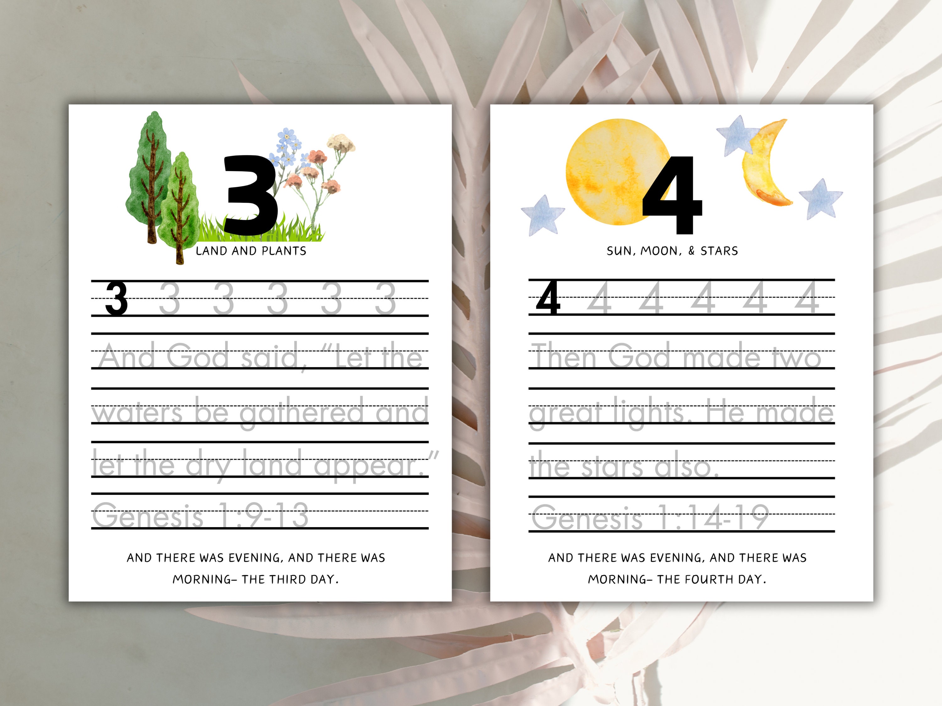 7 Days of Creation Tracing Pages Printable Bible Activity for ...