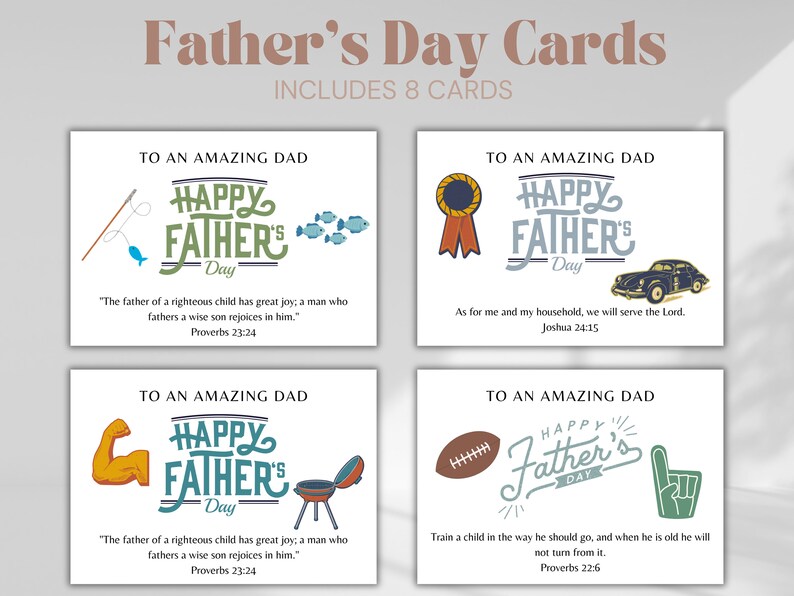 Christian Fathers Day Card Printable Bible Verse Church Gift for ...