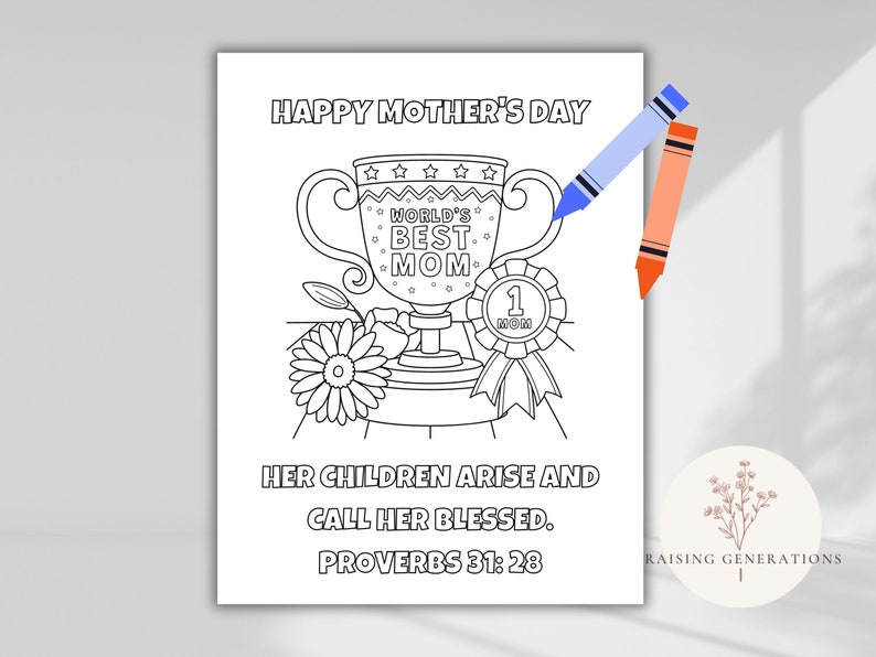 Christian Mothers Day Bible Verse Coloring Pages Gift for Mothers ...