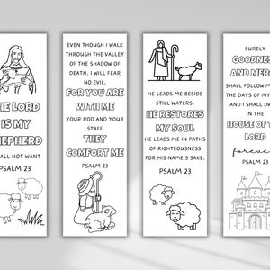Psalm 23 Bible Verse Coloring Scripture Bookmarks Printable Sunday ...