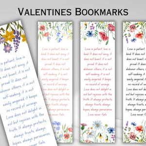 Valentines Bible Verse Bookmarks Printable Floral Valentines Church ...