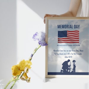 Christian Memorial Day Poster Bible Verse Cards Church Scripture Cards ...