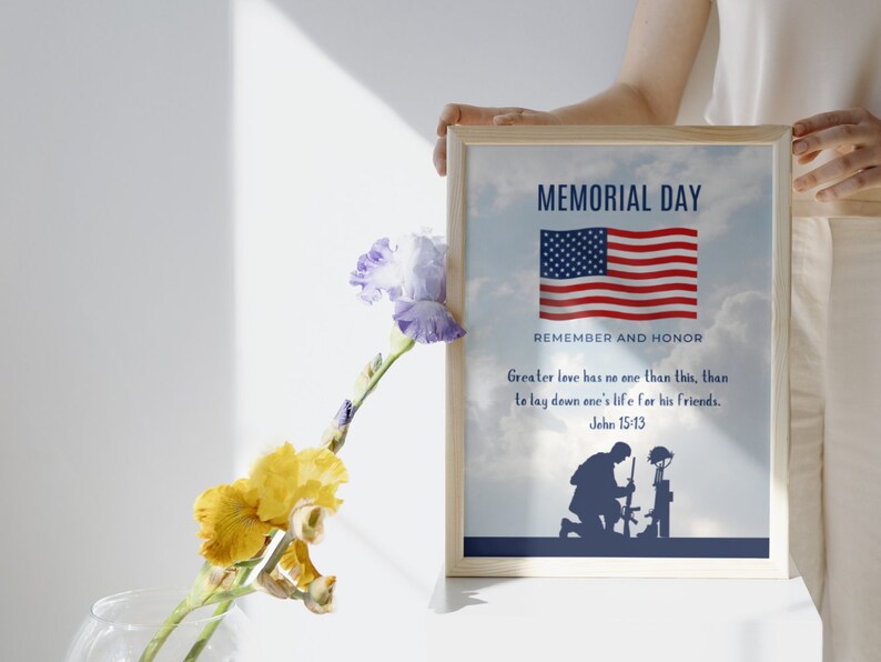 Christian Memorial Day Poster Bible Verse Cards Church Scripture Cards ...
