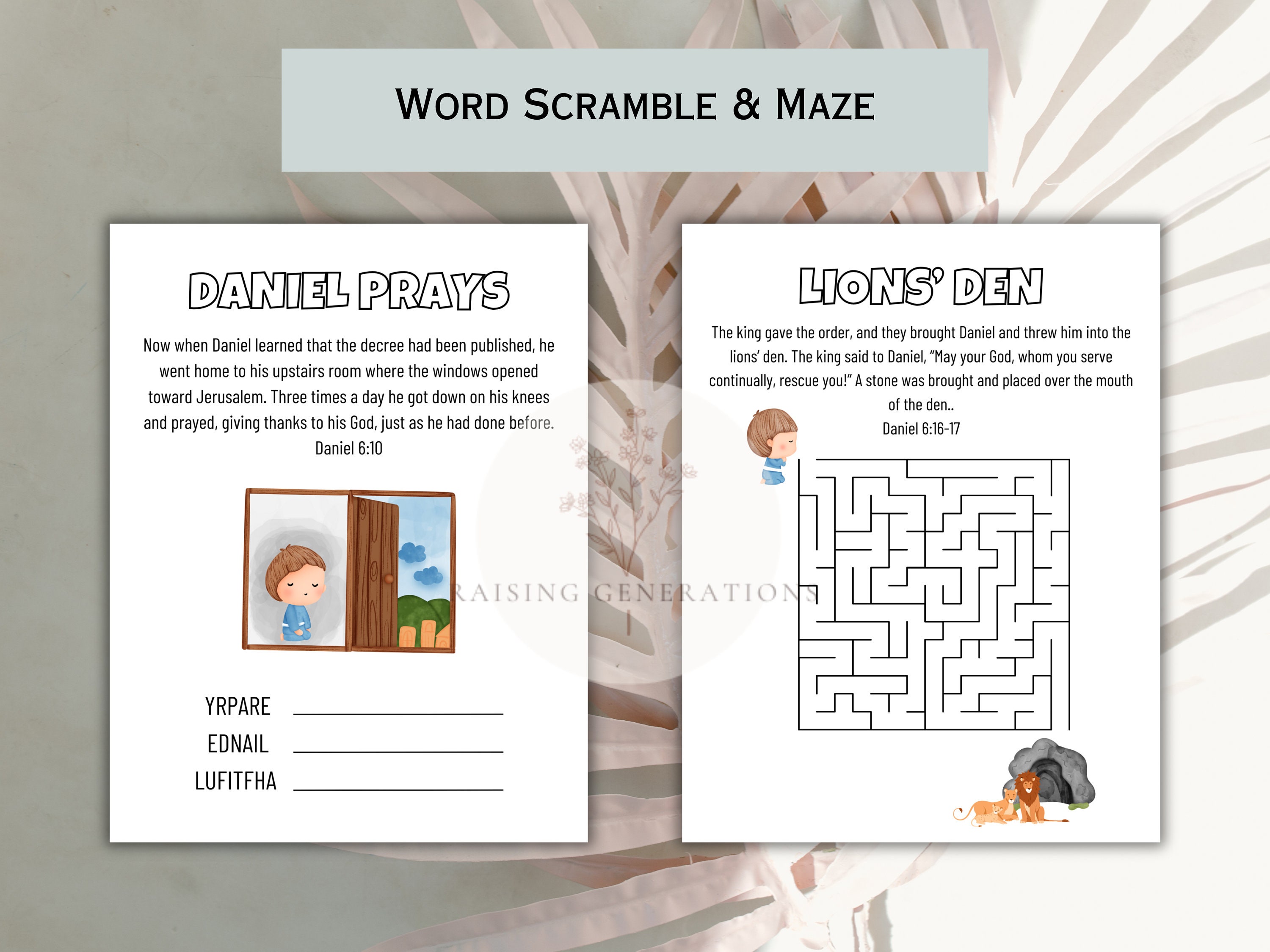 Daniel and the Lions Den Craft Sunday School Activity Page Bible Games ...