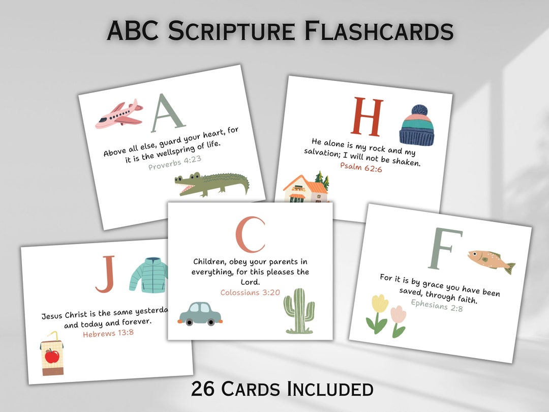 ABC Bible Verse Flashcards Scripture Card Printable Alphabet Bible ...