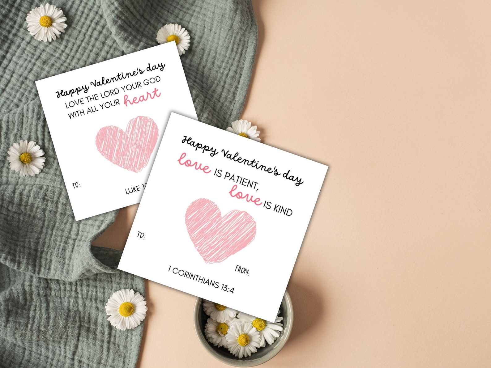 Valentines Bible Verse Cards for Kids, Classmates DIY Christian ...