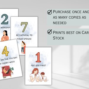 10 Commandments Cards Scripture Memory Cards for Kids Bible Study ...