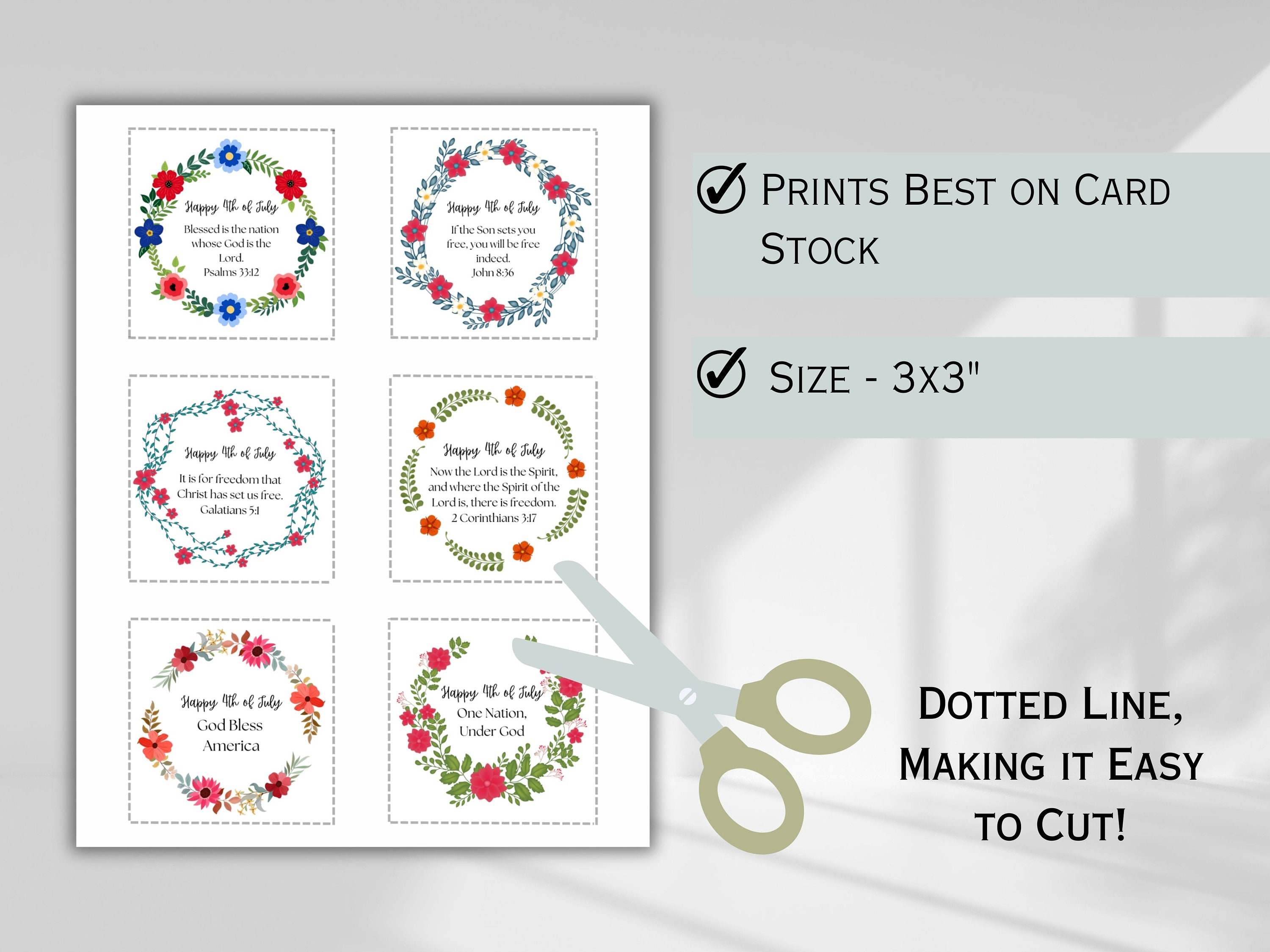 Christian 4th of July Cards Bible Verse Cards Church 4th of July Gift ...