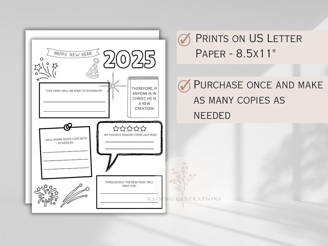 Christian New Years Resolution Page for Kids New Years Sunday School ...