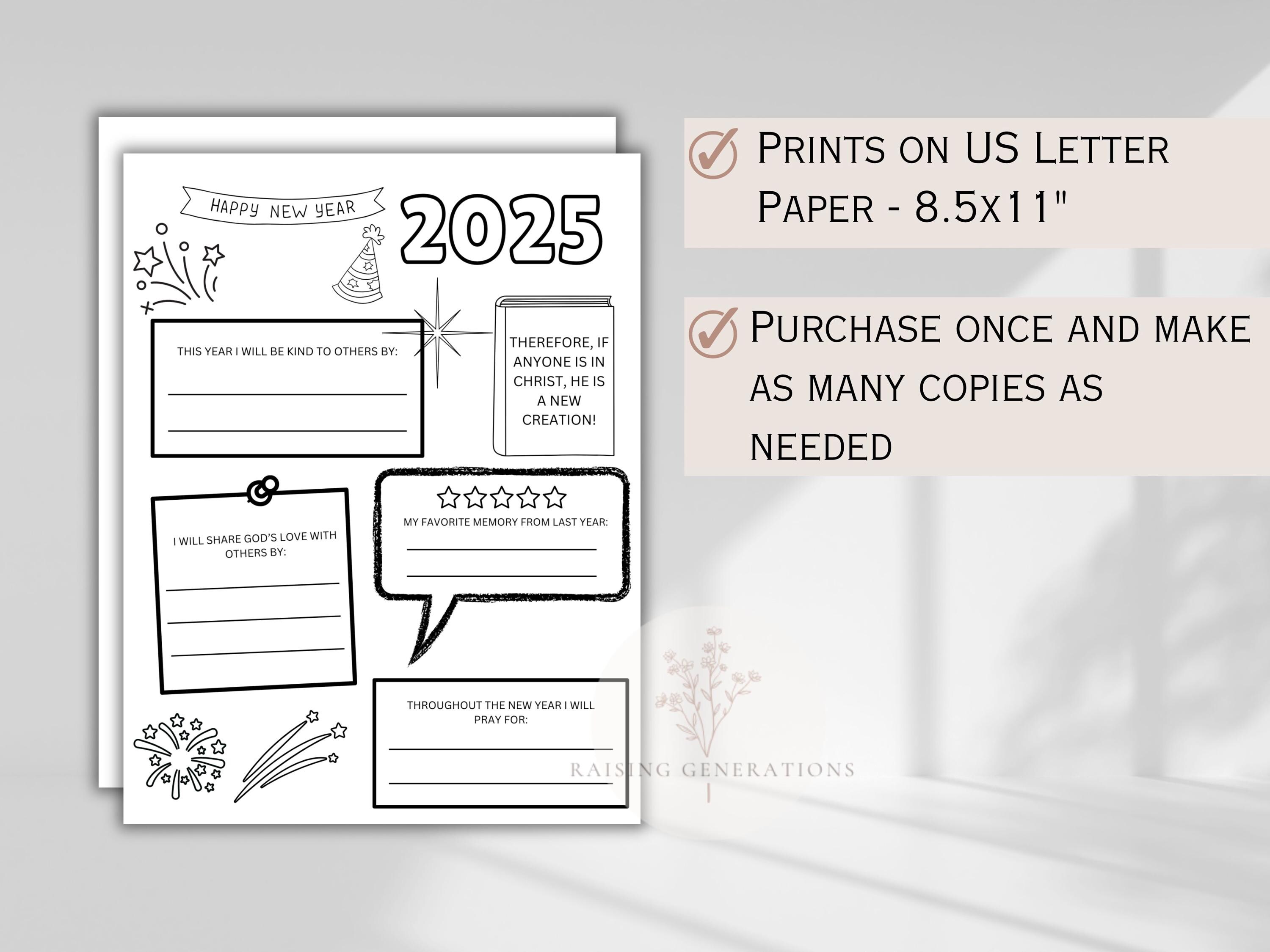Christian New Years Resolution Page for Kids New Years Sunday School ...