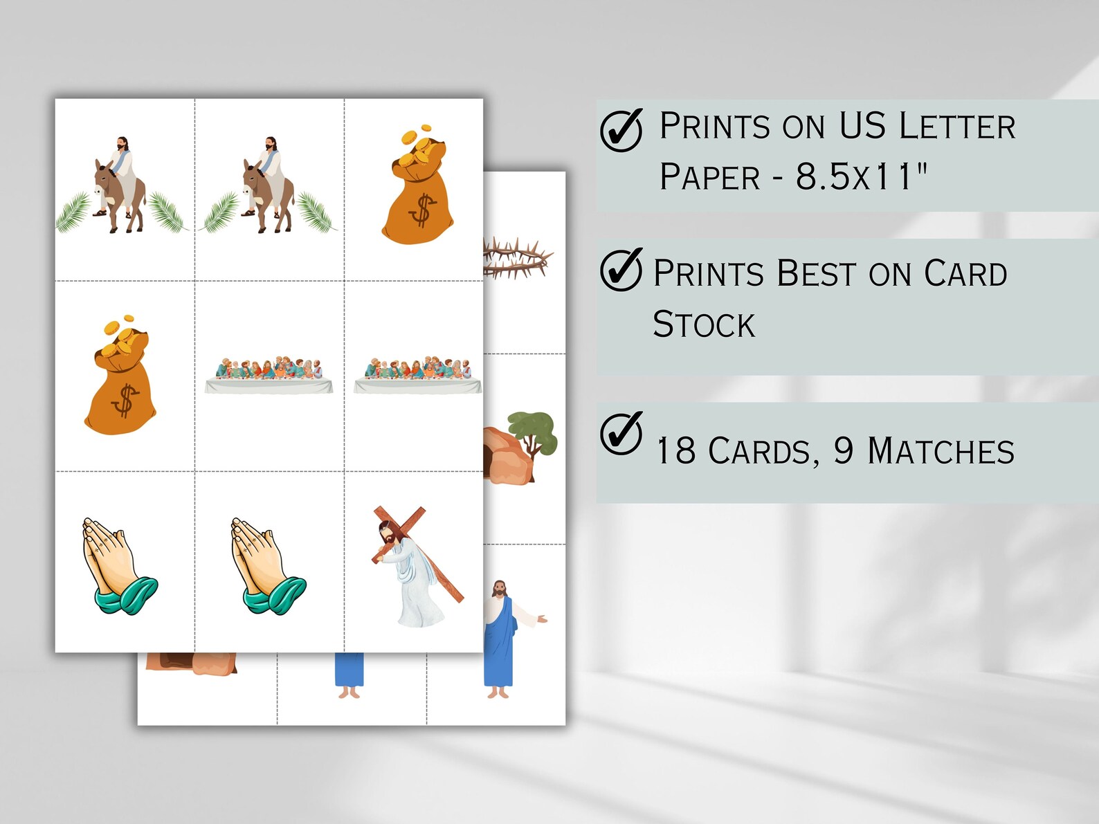 Christian Easter Memory Matching Game for Kids, Children Sunday School ...