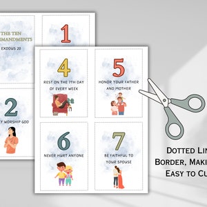10 Commandments Cards Scripture Memory Cards for Kids Bible Study ...