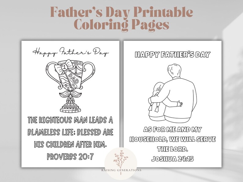 Christian Fathers Day Bible Verse Coloring Pages Gift for Fathers ...