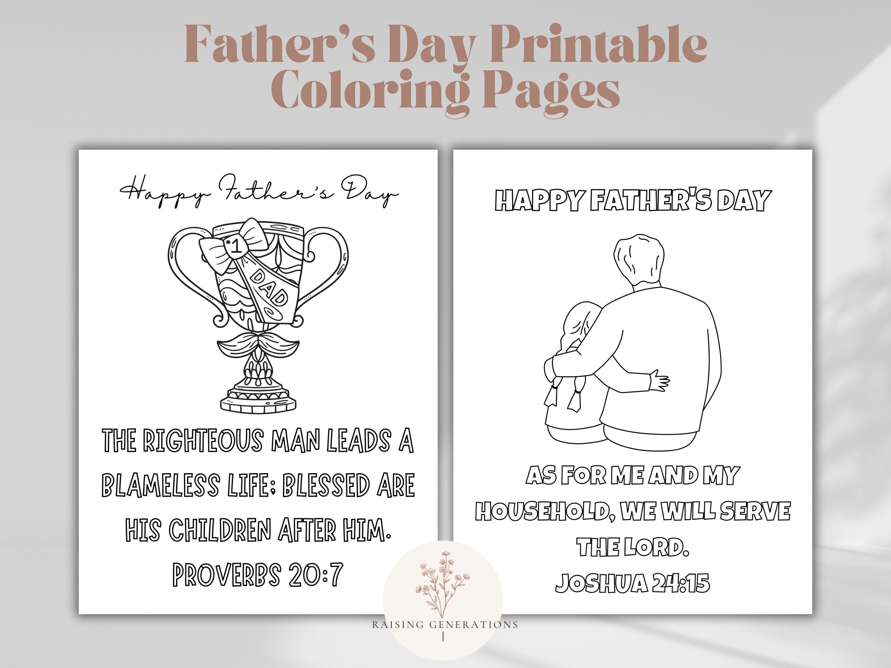 Christian Fathers Day Bible Verse Coloring Pages Gift for Fathers ...