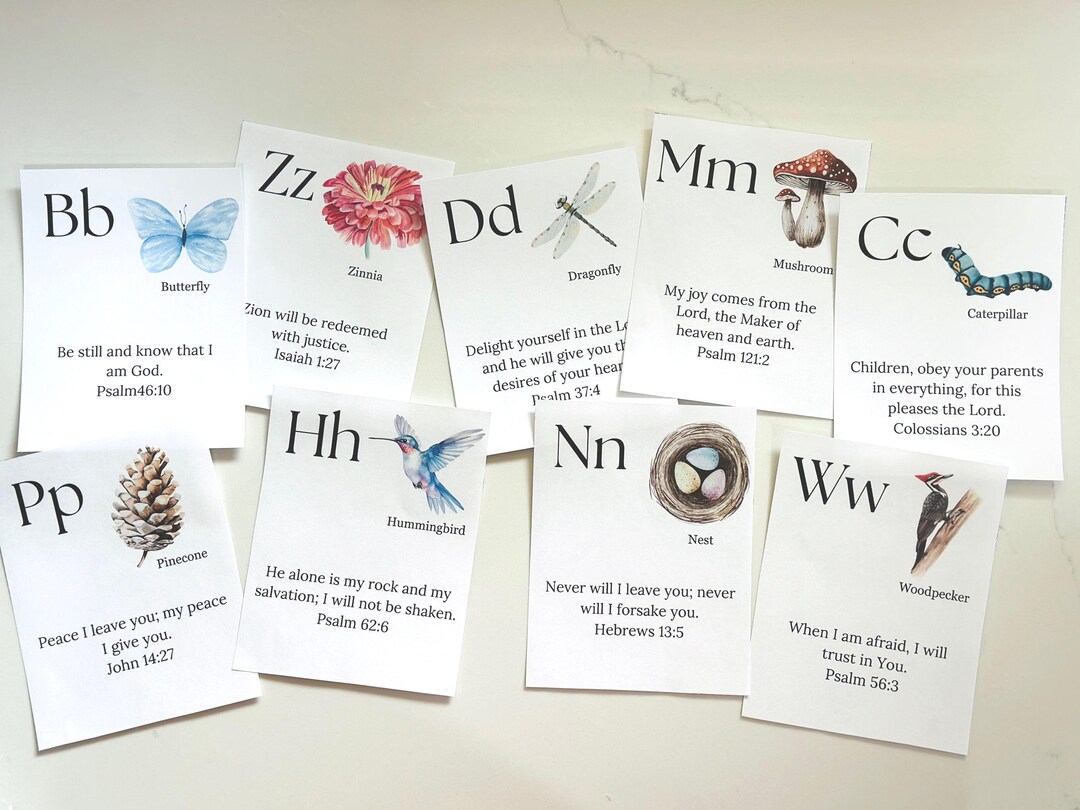 Nature ABC Flashcards for Kids Cottagecore Alphabet Scripture Cards ...