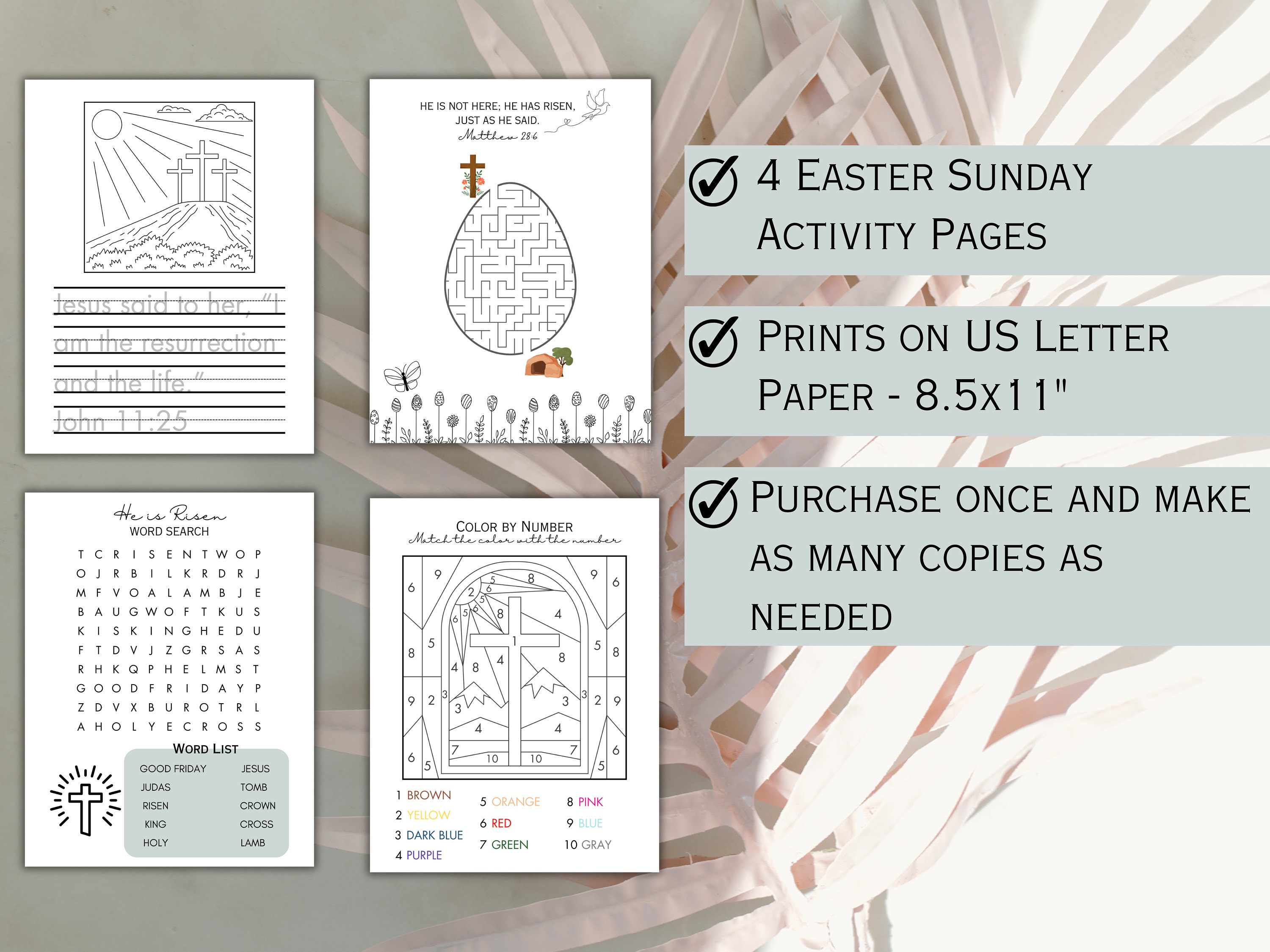 Christian Easter Activity Pages for Kids Sunday School Easter Sunday ...
