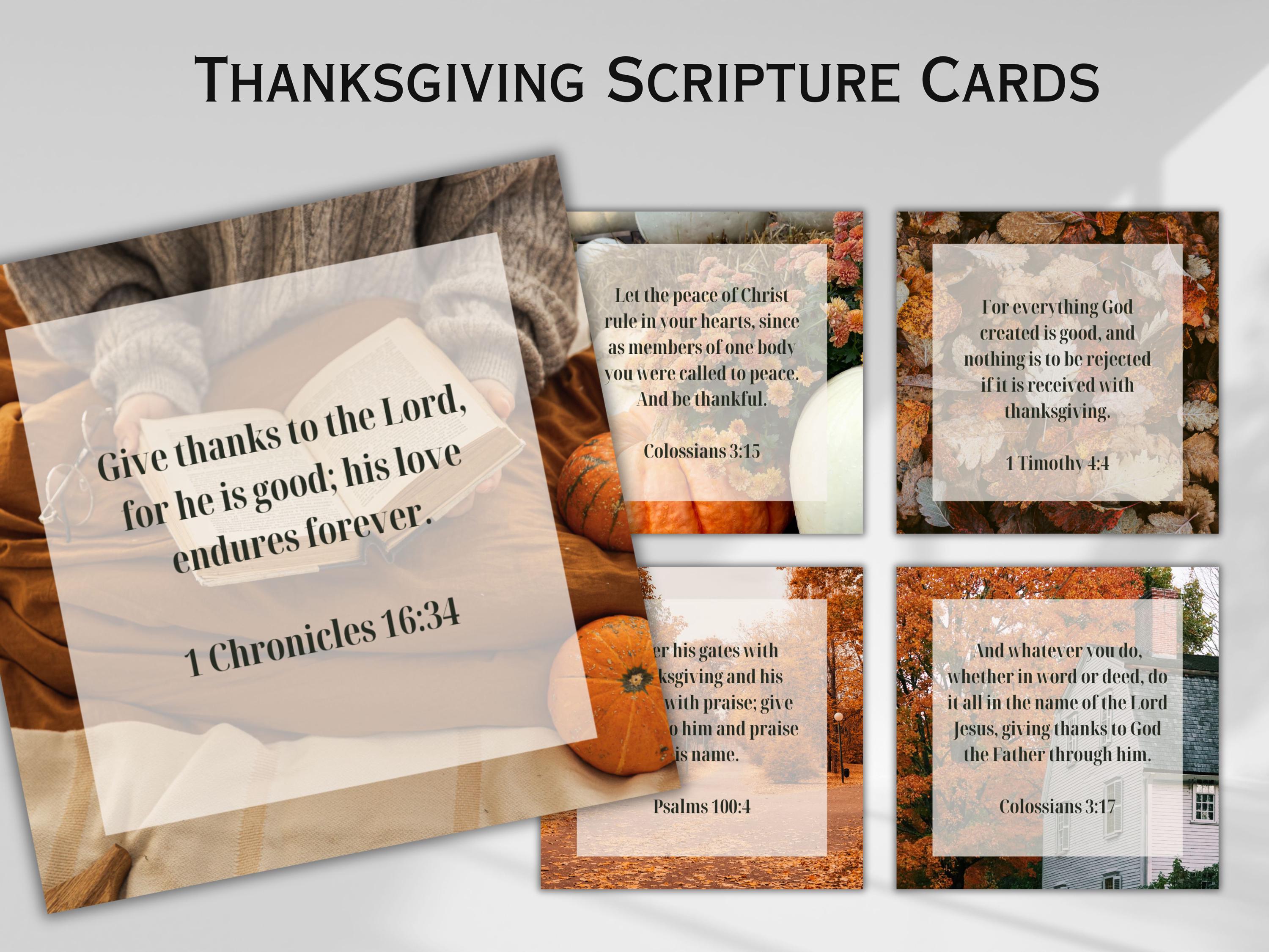 12 Thanksgiving Scripture Cards Fall Bible Verse Cards Printable ...