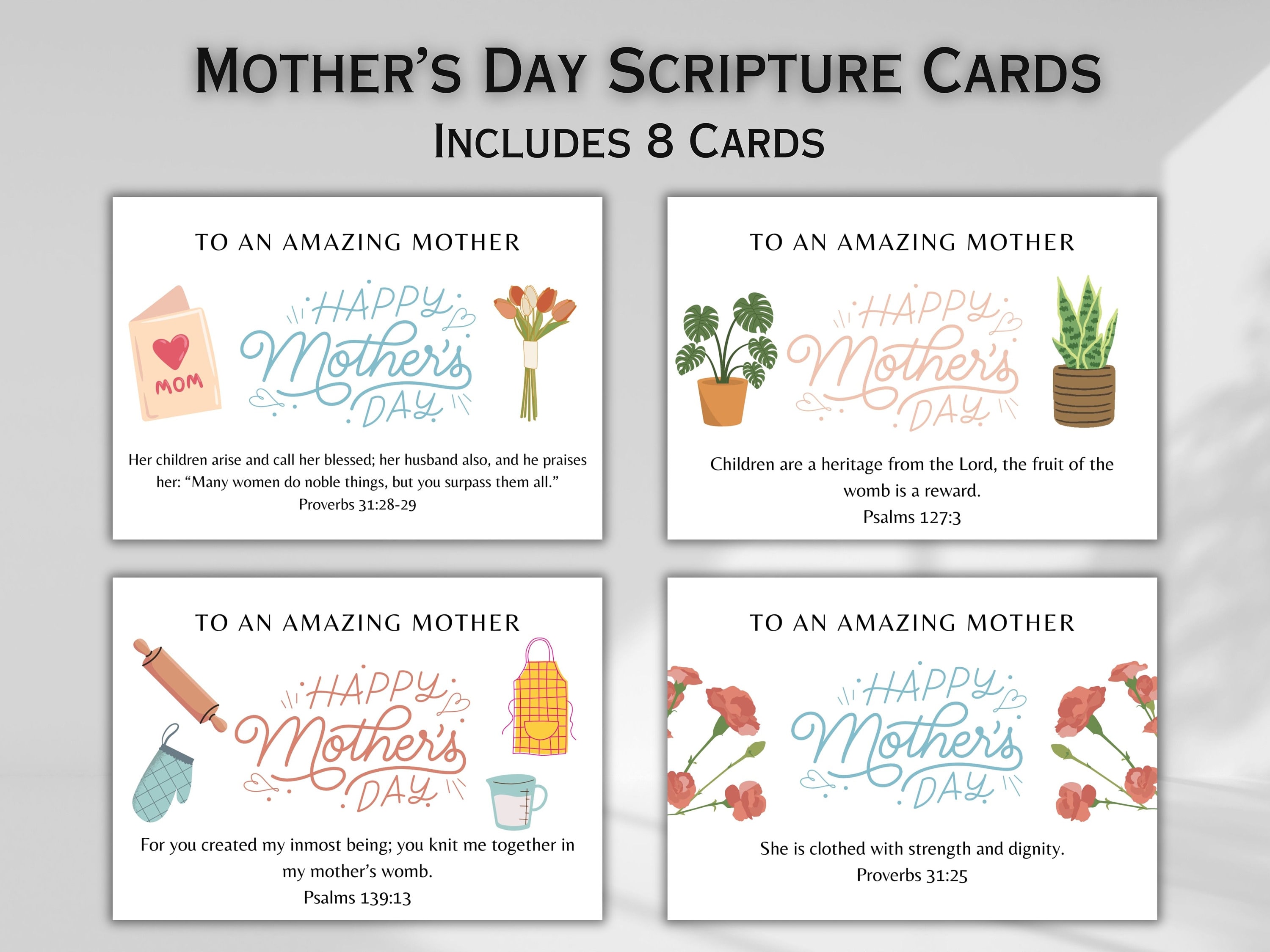 Christian Mothers Day Floral Cards Church Gift Tag for Mothers ...