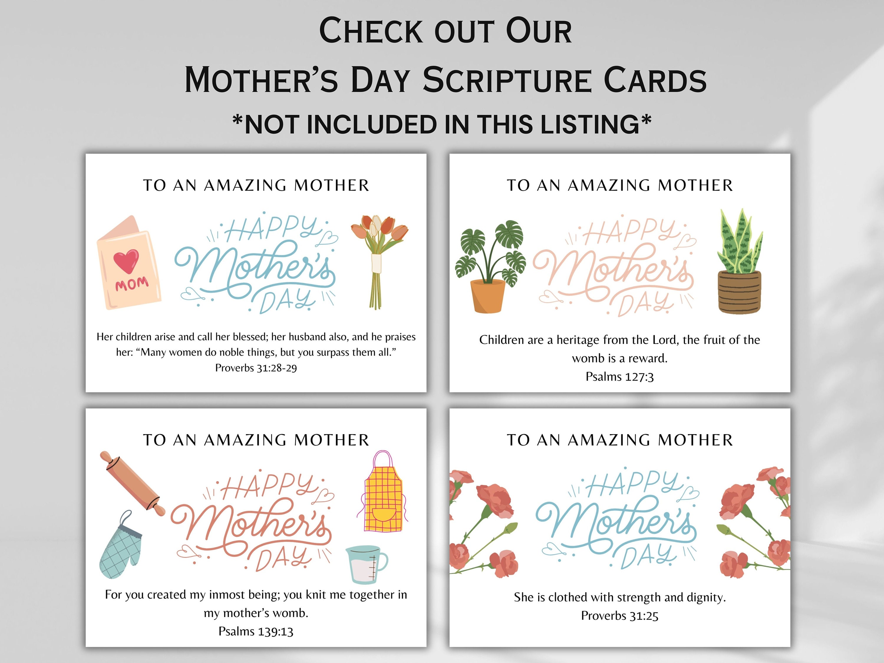 Christian Mothers Day Bible Verse Cards Church Gift Tag for Mothers ...