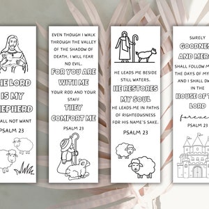 Psalm 23 Bible Verse Coloring Scripture Bookmarks Printable Sunday ...