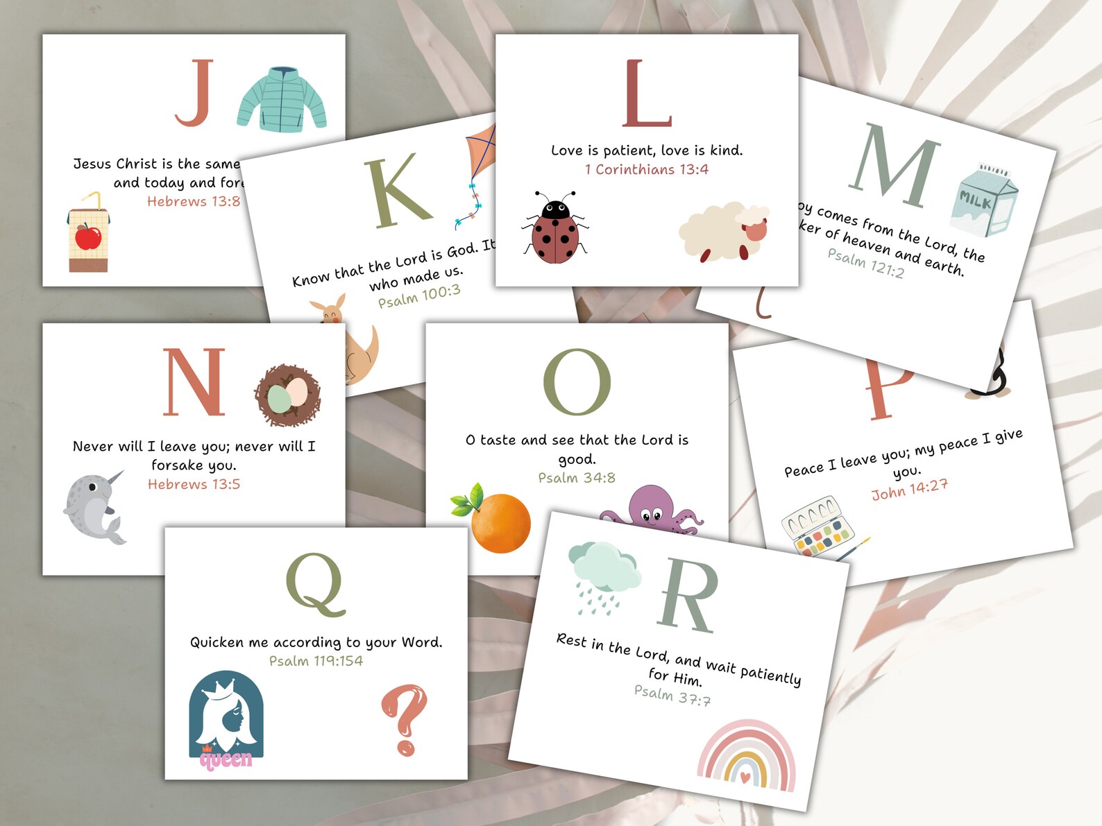 ABC Bible Verse Flashcards Scripture Card Printable Alphabet Bible ...