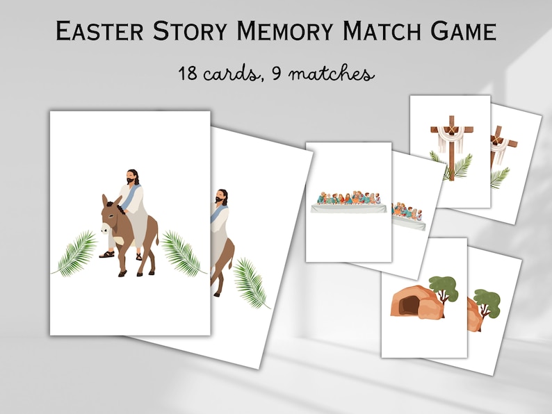Christian Easter Memory Matching Game for Kids, Children Sunday School ...