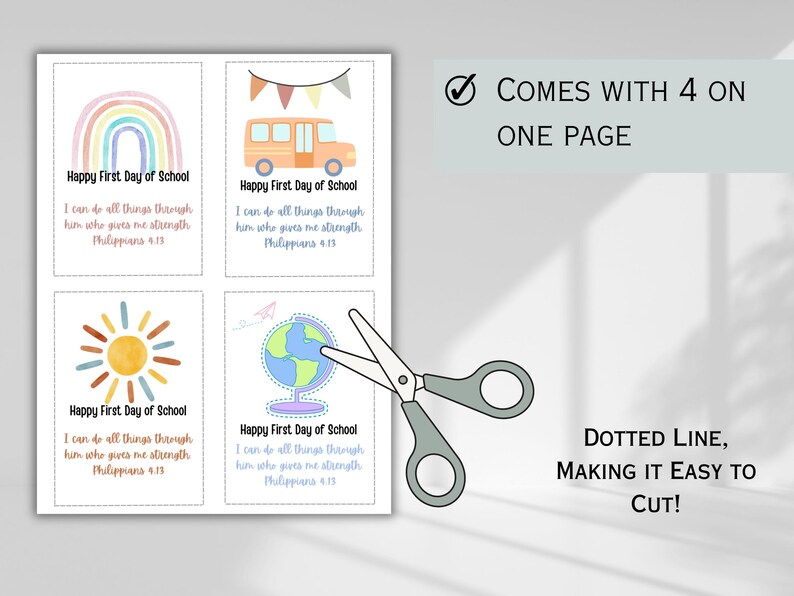 Bible Verse First Day of School Cards Back to School Cards for Students ...