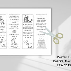Psalm 23 Bible Verse Coloring Scripture Bookmarks Printable Sunday ...