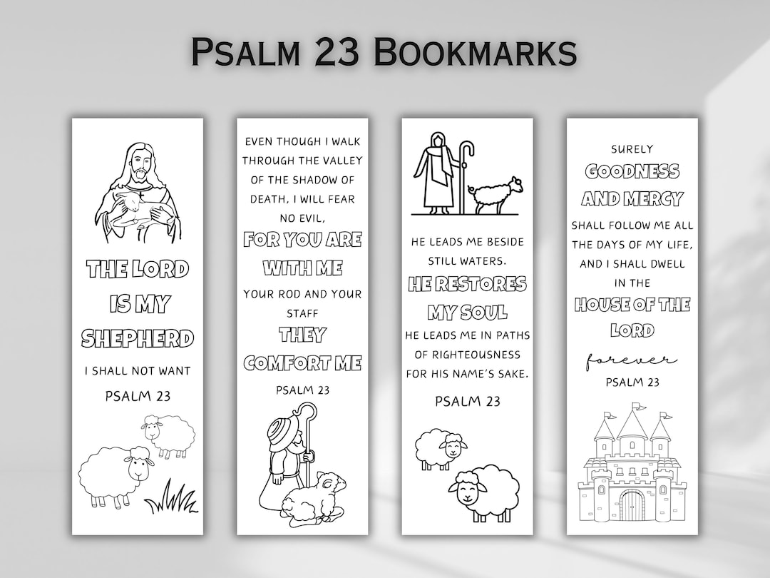 Psalm 23 Bible Verse Coloring Scripture Bookmarks Printable Sunday ...