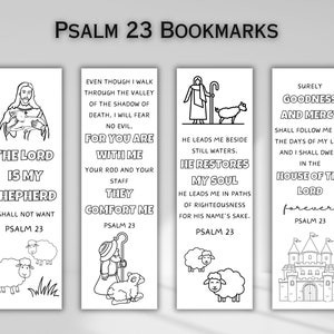 Psalm 23 Bible Verse Coloring Scripture Bookmarks Printable Sunday ...