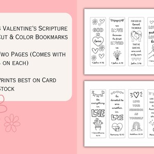 Valentines Bible Verse Coloring Bookmarks | Printable Sunday School ...