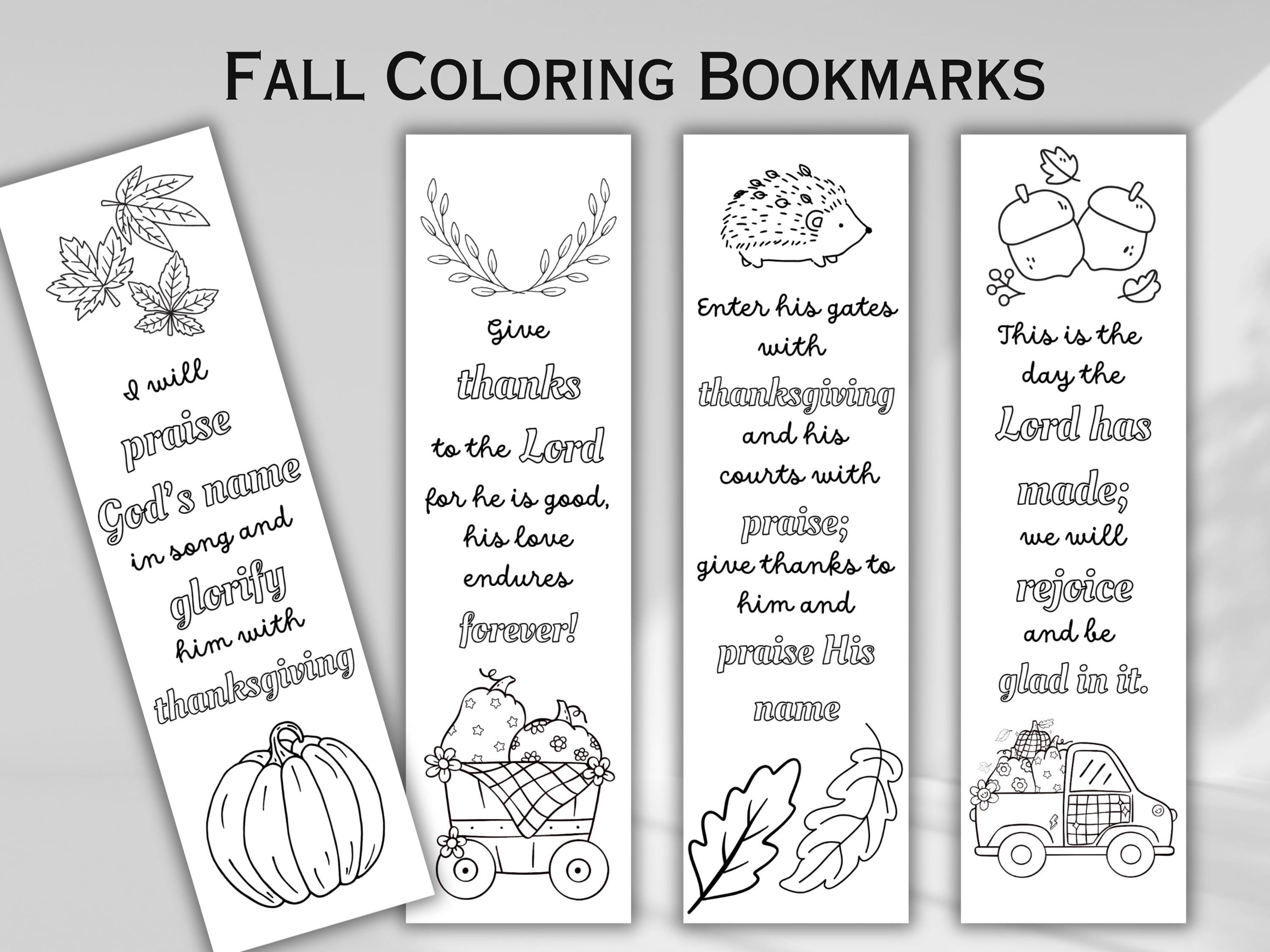 Christian Fall Coloring Bookmarks Thanksgiving Activity for Kids Fall ...