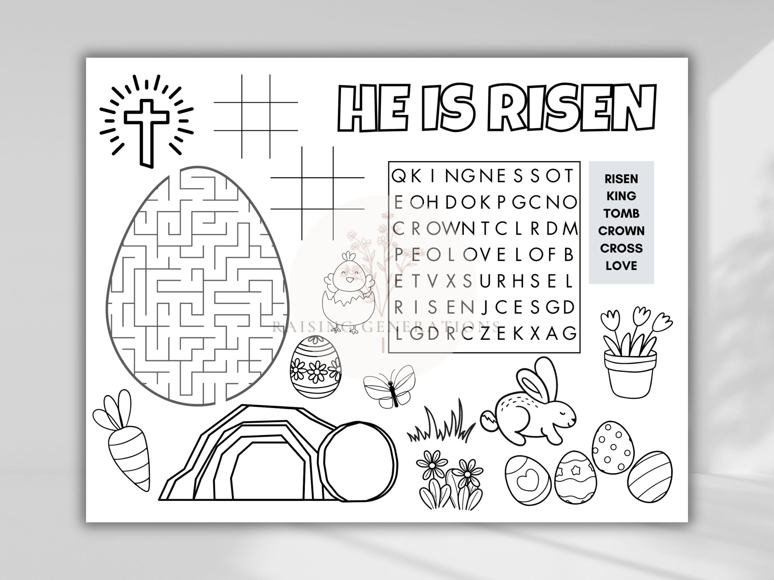 Christian Easter Color Activity Kids Sunday School Easter Sunday Craft ...